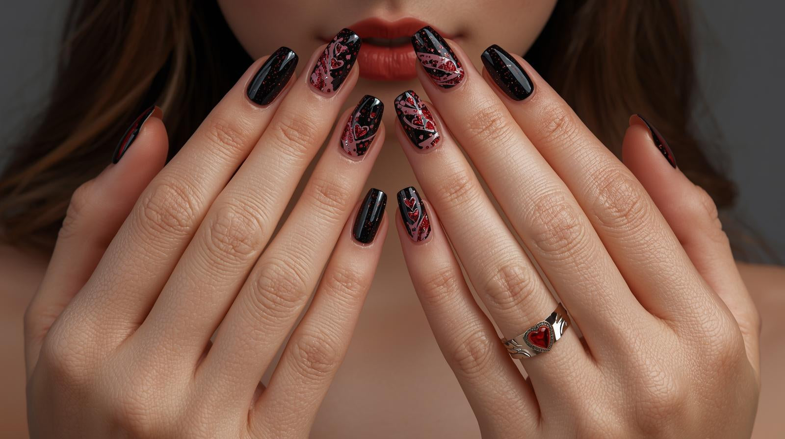Top 12+ Glittery Black Valentine Nail Designs You Can’t Miss ...
