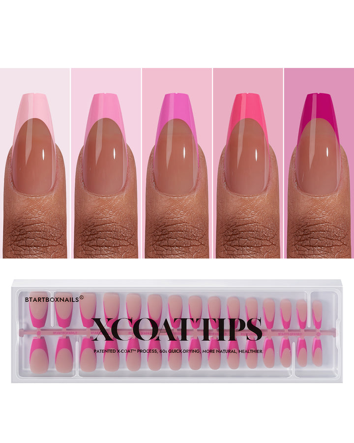 XCOATTIPS® French - Medium Coffin Pink Pastel Tips – BTArtbox Nails