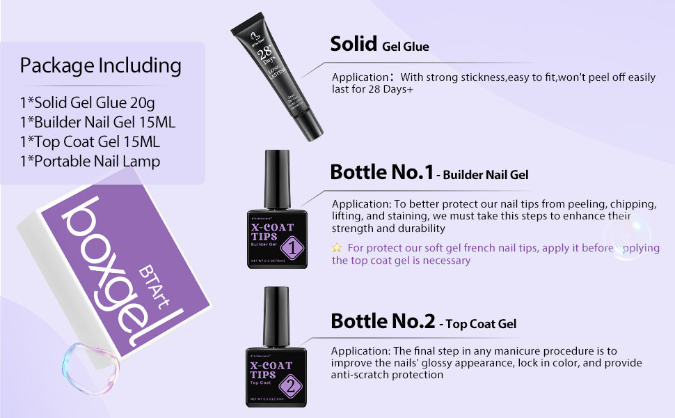 XCOATTIPS Protecting Kit + Solid Gel + Lamp – BTArtbox Nails