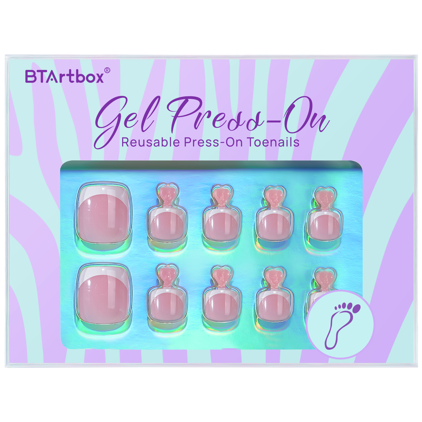 White French Timeless Grace Short Square - Press On Toe Nail – BTArtbox ...